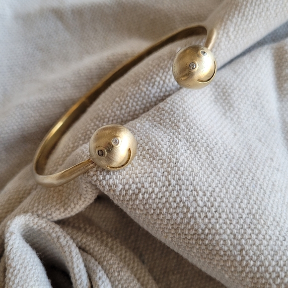 Bisjoux | Jewelry | Happy Face Emoji Brass Cuff Bangle Bracelet | Poshmark